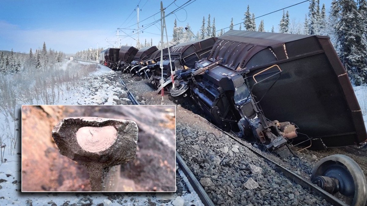 Spricka orsakade att 40 malmvagnar spårade ur