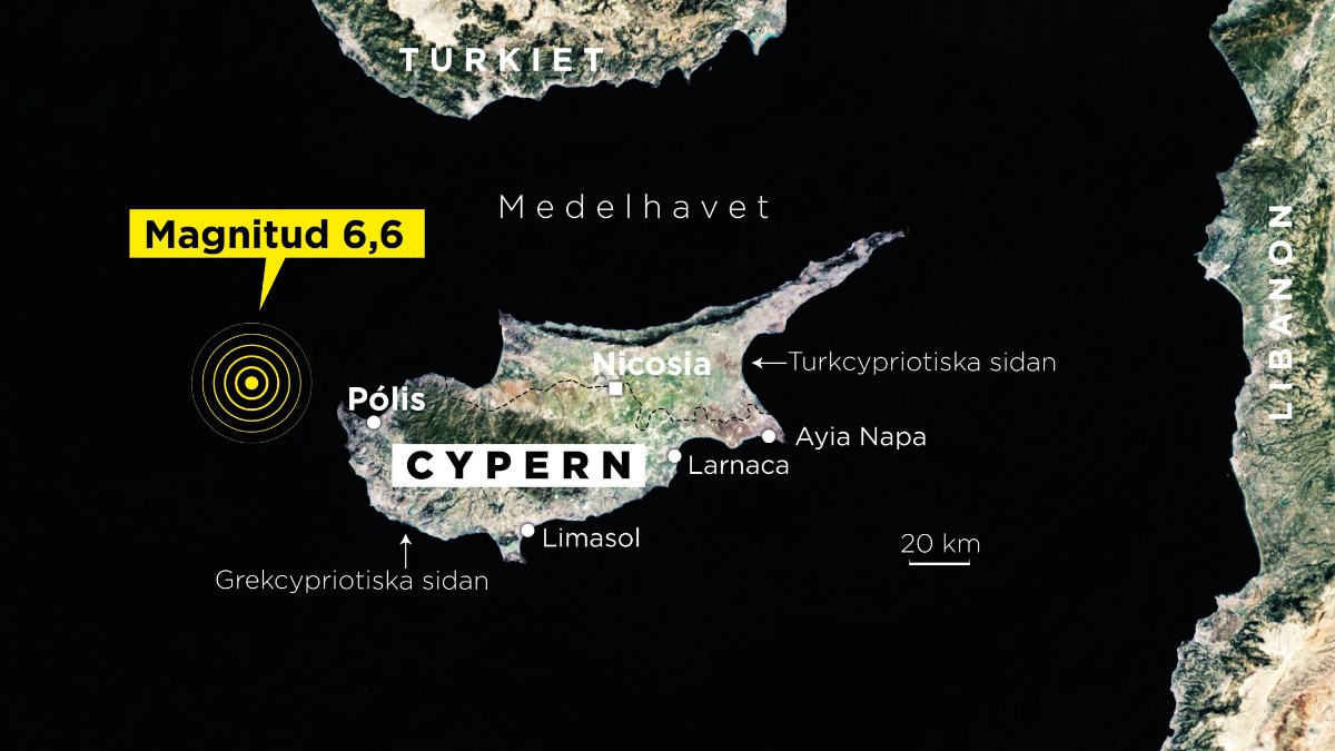 Jordbävning nära Cyperns kust