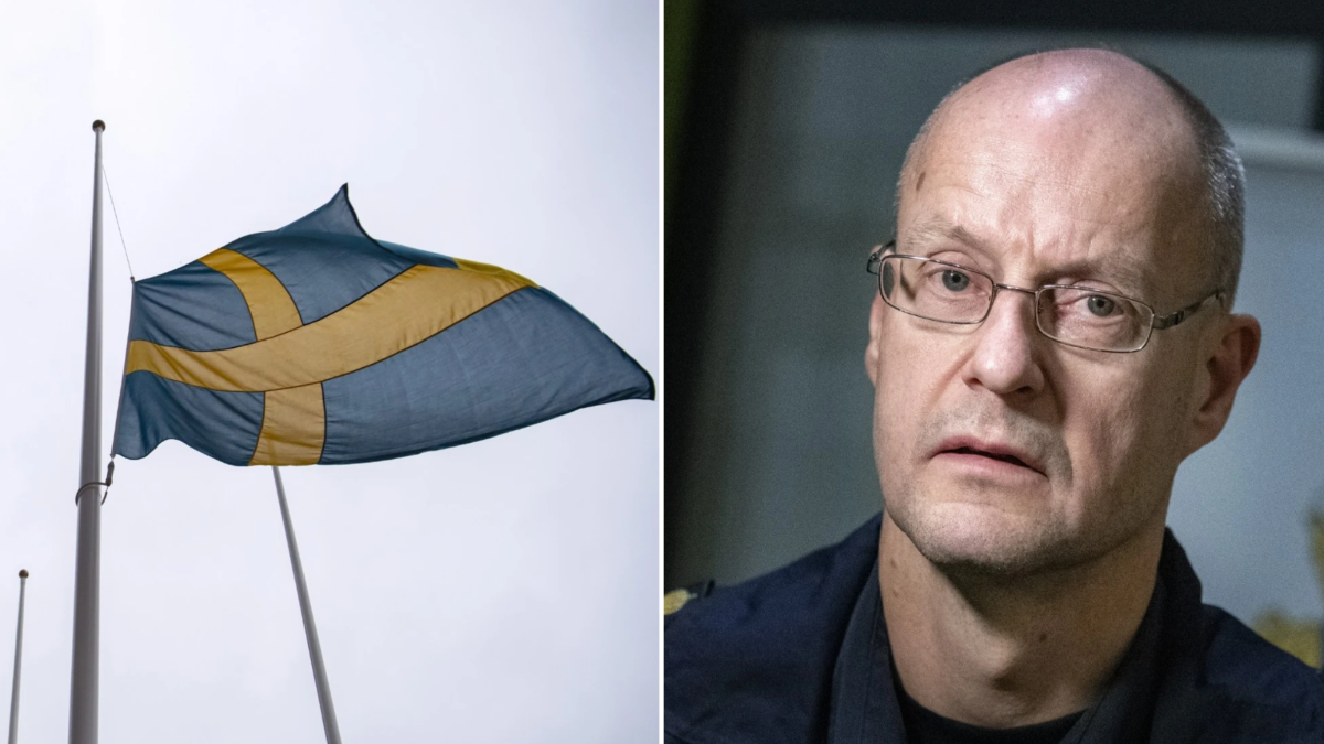 Löfving hedrad med flagga på halv stång i Visby