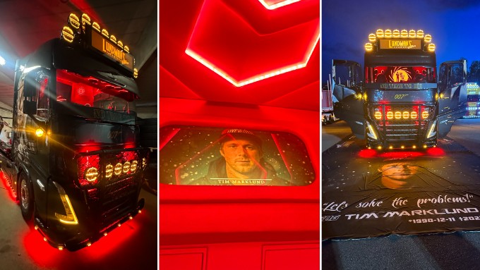Hyllar vännen Tim Marklund – med motivlackad lastbil