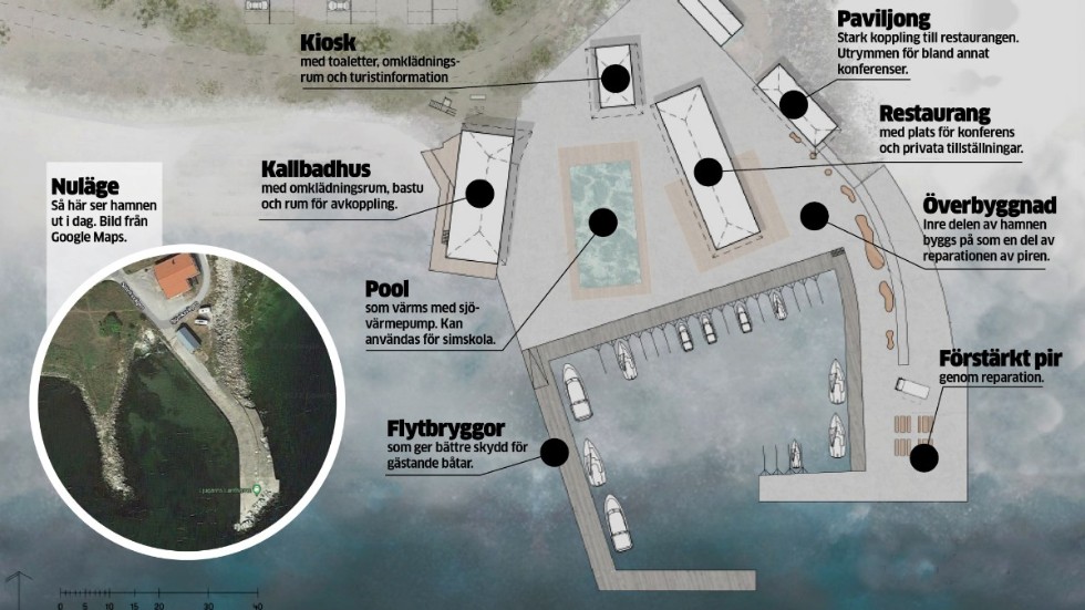 Storslagna planer för hamnen i Ljugarn: Pool Kallbadhus Restaurang ...