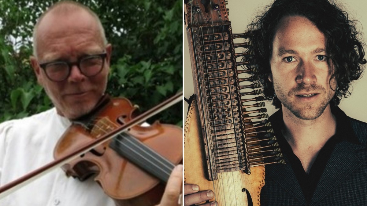 Vackert snickeri av nyskapande nyckelharpsduo