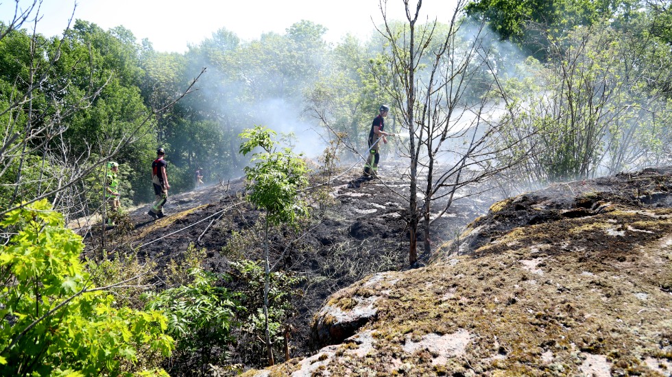 Brand intill industriområde – rökpelare syntes på långt håll